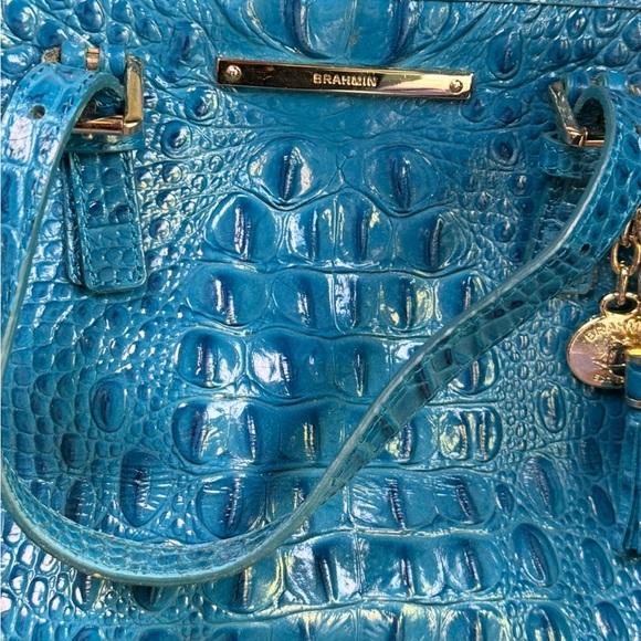 Brahmin | Bags | Brahmin Blue Crocodile Embossed Womens Bag | Poshmark